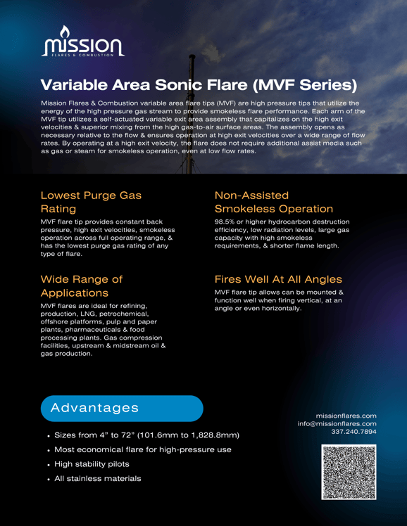 Spec Sheets | Mission Flares and Combustion